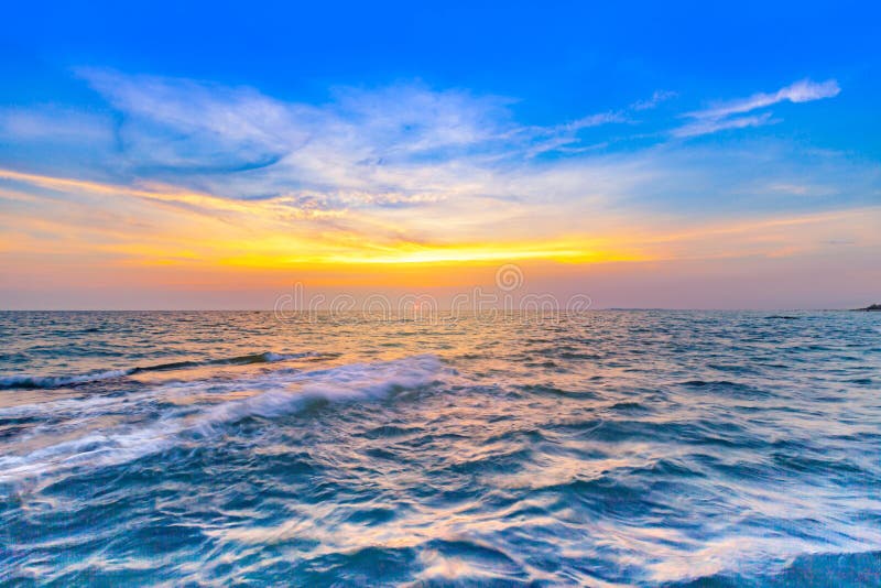 Beautiful Sunset at the Sea with Colorful Shading Sky Stock Photo ...