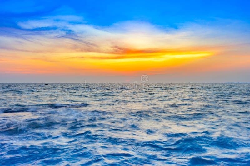 Beautiful Sunset at the Sea with Colorful Shading Sky Stock Image ...