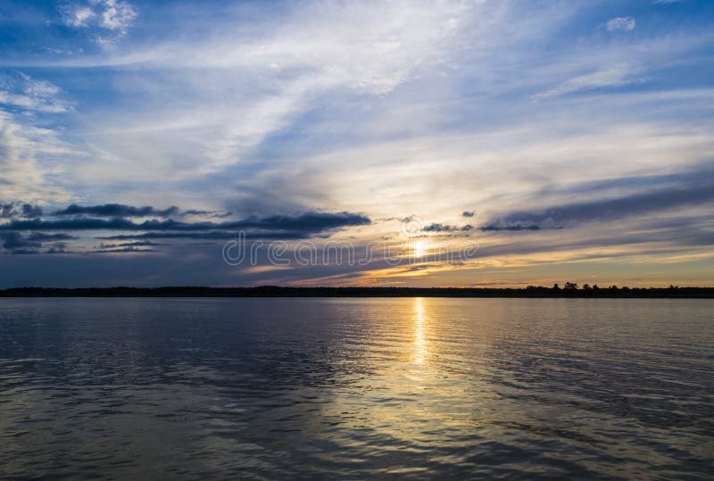 Beautiful Sunset on the Sea,gold Sun Stock Photo - Image of north, dawn ...