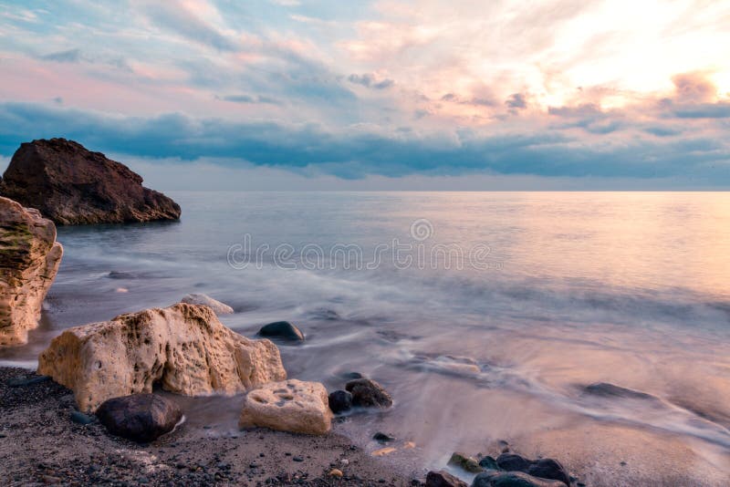Beautiful Sunset by the Sea. Ocean View Landscape Stock Photo - Image ...
