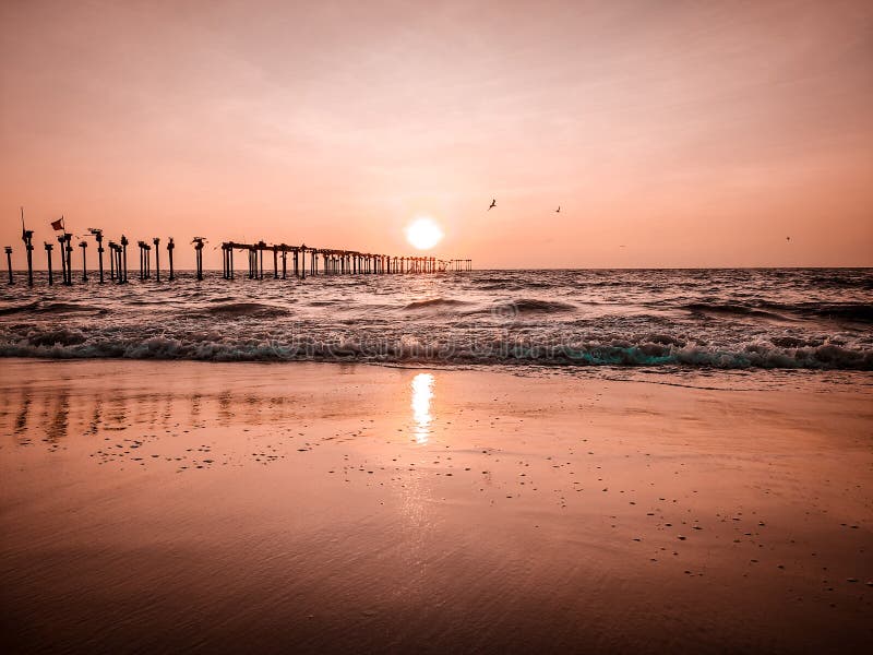 Beautiful Sunset in the Seashore, Kerala Stock Image - Image of dawn ...