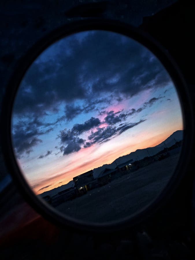 Beautiful Sunset Seen through Mirror Reflection Stock Image - Image of ...