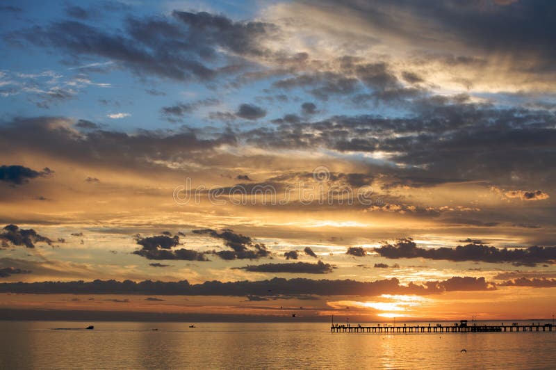 A Beautiful Sunset Setting Over the Sea Stock Image - Image of tropical ...