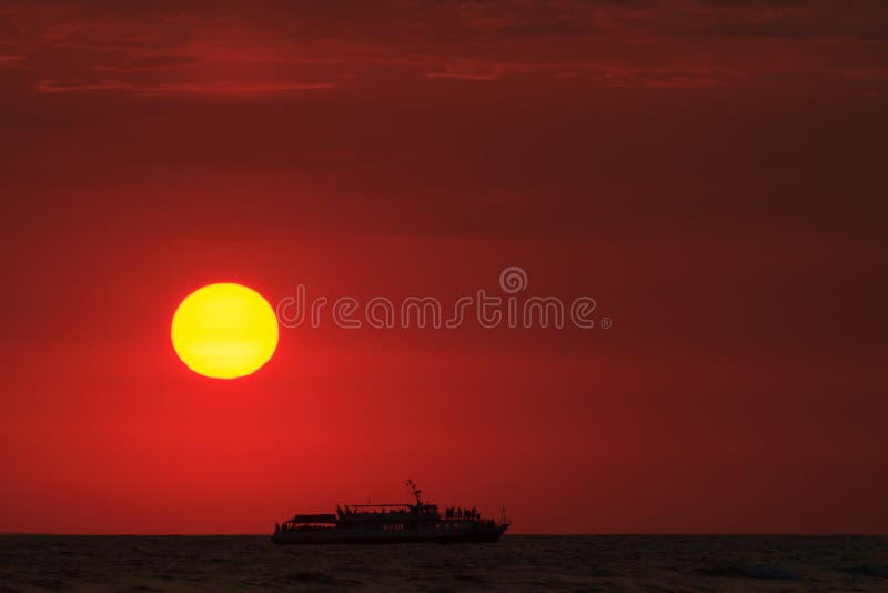 Sunset Ship stock photo. Image of exposure, long, sail - 104930