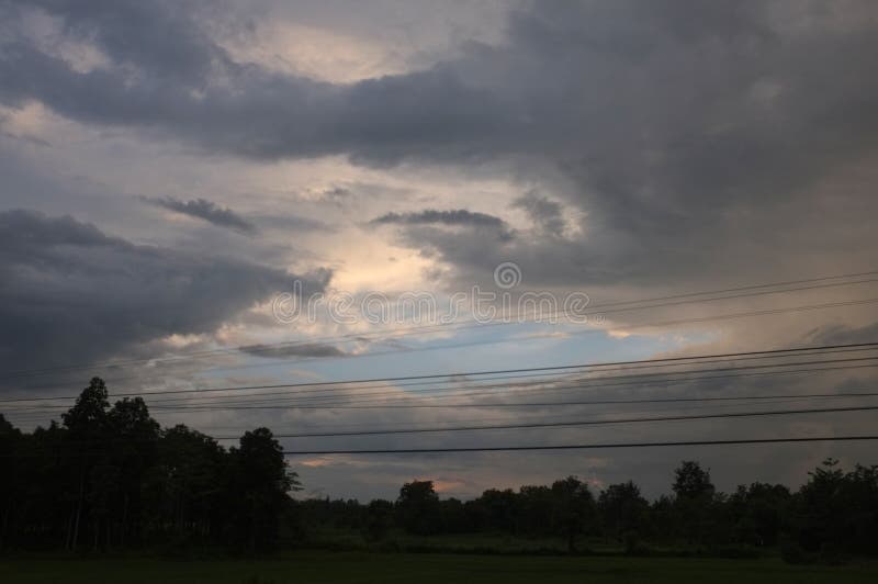 Beautiful Sunset Sky Above Clouds with Dramatic Light Stock Image ...