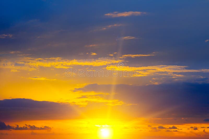 Beautiful Sunset Sky Above Clouds with Dramatic Light Stock Image ...