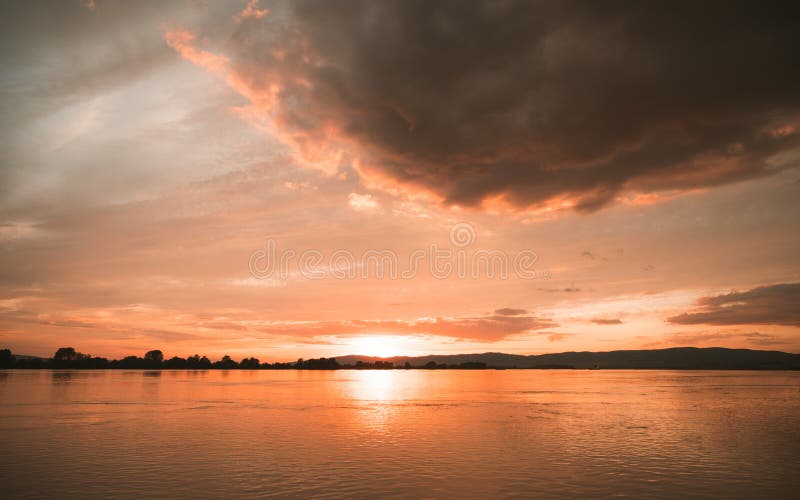 Beautiful Sunset Sky Above Clouds with Dramatic Light Stock Image ...