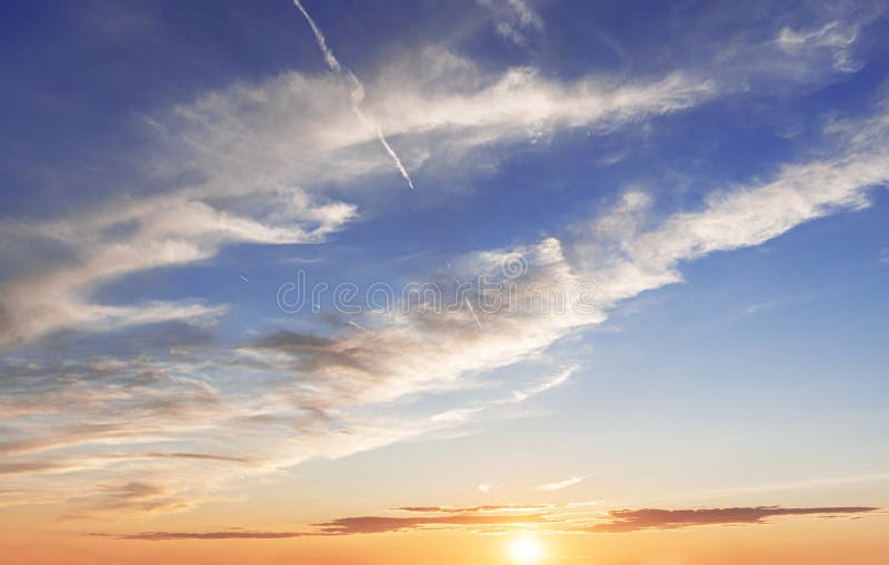 Beautiful Sunset Sky Above Clouds with Dramatic Light. Stock Photo ...