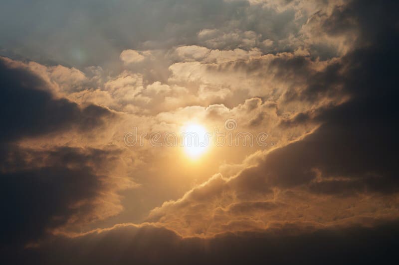 Beautiful Sunset Sky Above Clouds with Dramatic Light. Stock Photo ...