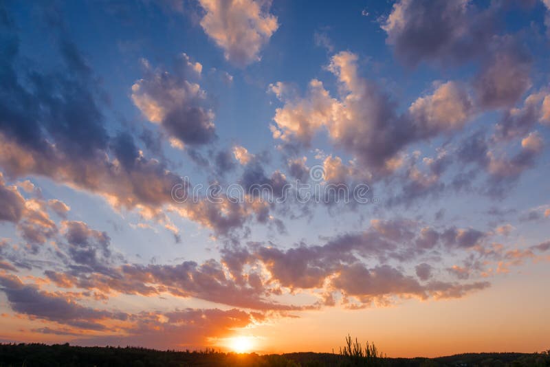 Beautiful Sunset Sky Above Clouds with Dramatic Light Stock Photo ...