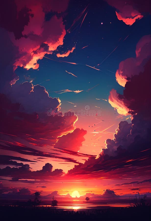 Beautiful Sunset Sky. AI Generated Stock Illustration - Illustration of ...