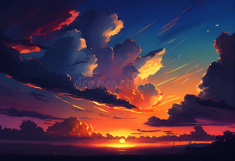 Beautiful Sunset Sky. AI Generated Stock Image - Image of reflection ...