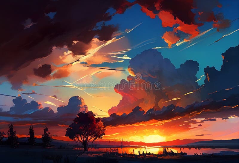 Beautiful Sunset Sky. AI Generated Stock Illustration - Illustration of ...