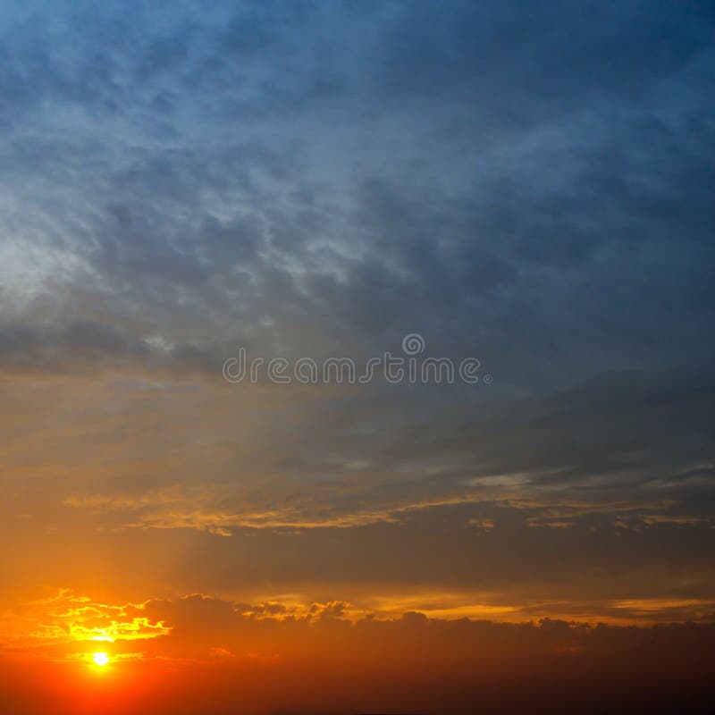 Beautiful Sunset Sky with Clouds and Shining Light Stock Photo - Image ...