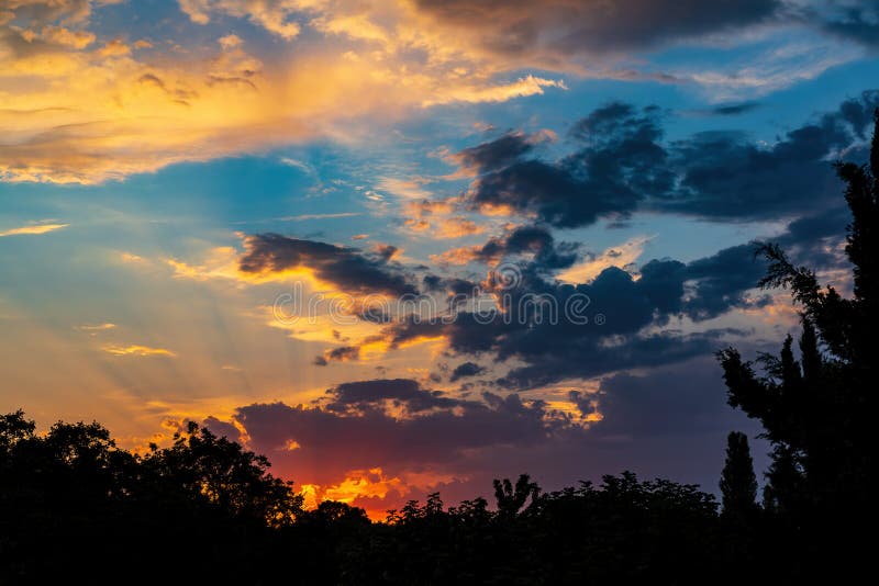 Beautiful Sunset Sky with Clouds Stock Image - Image of heaven ...