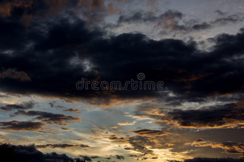 Beautiful Sunset Sky Clouds View from the Ground Stock Photo - Image of ...