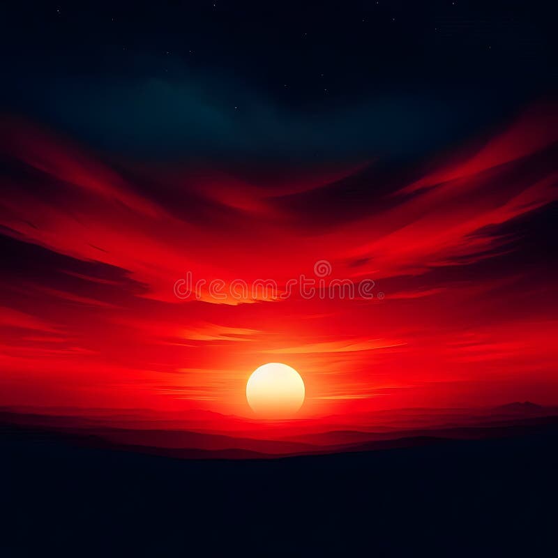Beautiful Sunset in the Sky. 3d Rendering Stock Illustration ...