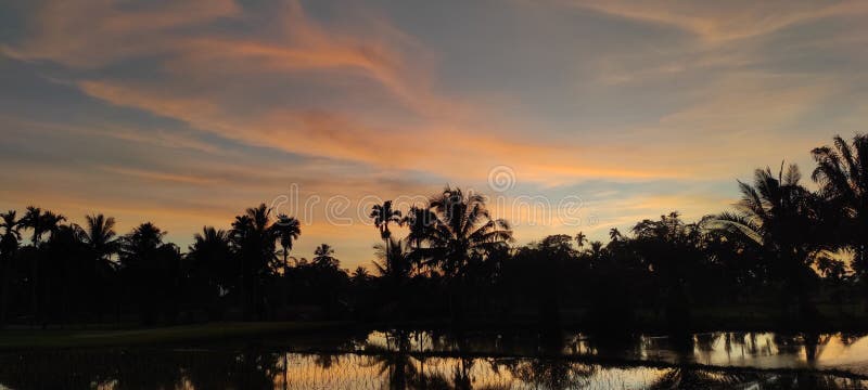 Beautiful Sunset in the Sky Indonesia West Stock Photo - Image of ...