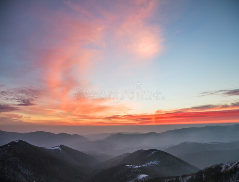 Beautiful Sunset Sky in the Mountains Stock Photo - Image of sunset ...