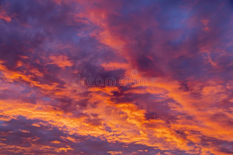 Beautiful Sunset Sky Multicolored Clouds Different Sizes Stock Photos ...