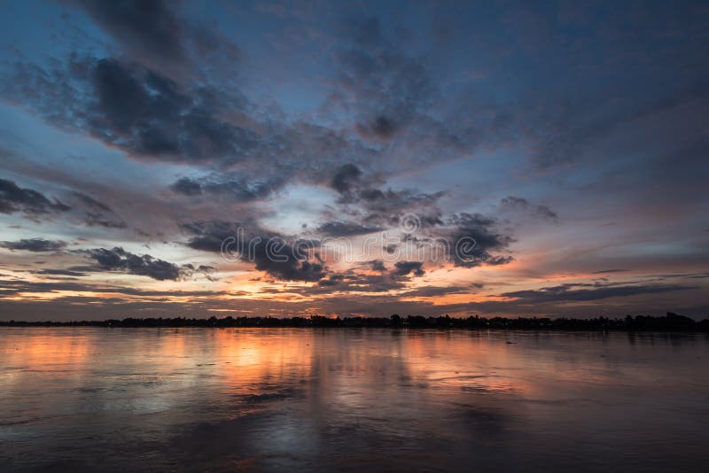 Beautiful Sunset Sky Over the River Stock Photo - Image of cloudscape ...