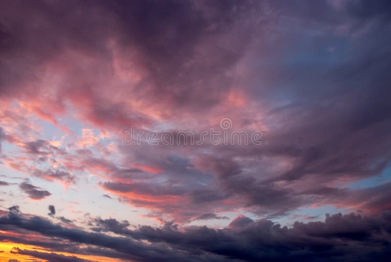 Beautiful Sunset Sky with Thunderstorm Clouds. Stock Photo - Image of ...