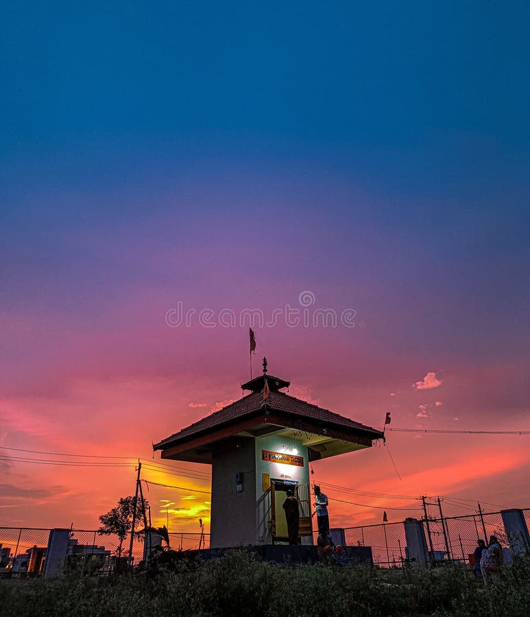 Beautiful Sunset and the Small Temple Editorial Photo - Image of ...