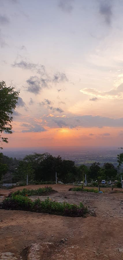Beautiful Sphere Sunset Under Clouds with Unique Gradient Colors Stock ...
