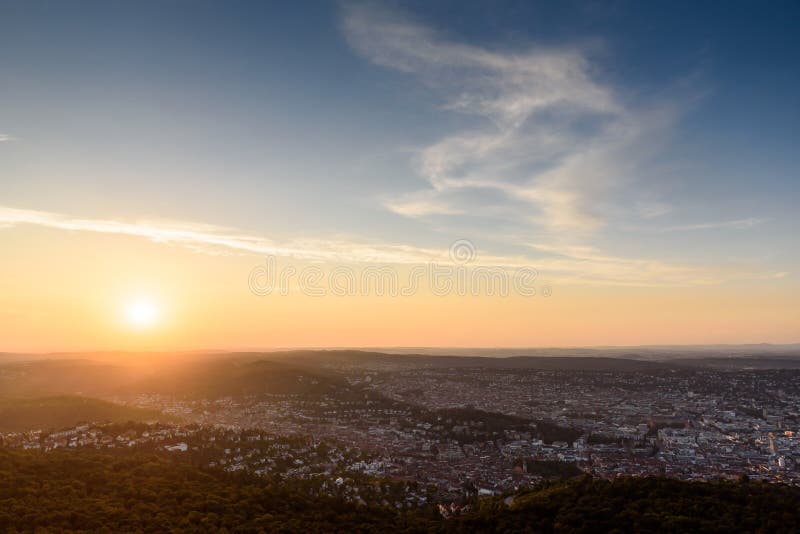 Beautiful Sunset at Stuttgart City, Germany Stock Image - Image of ...