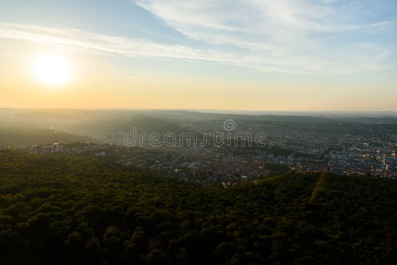 Beautiful Sunset at Stuttgart City, Germany Stock Photo - Image of ...