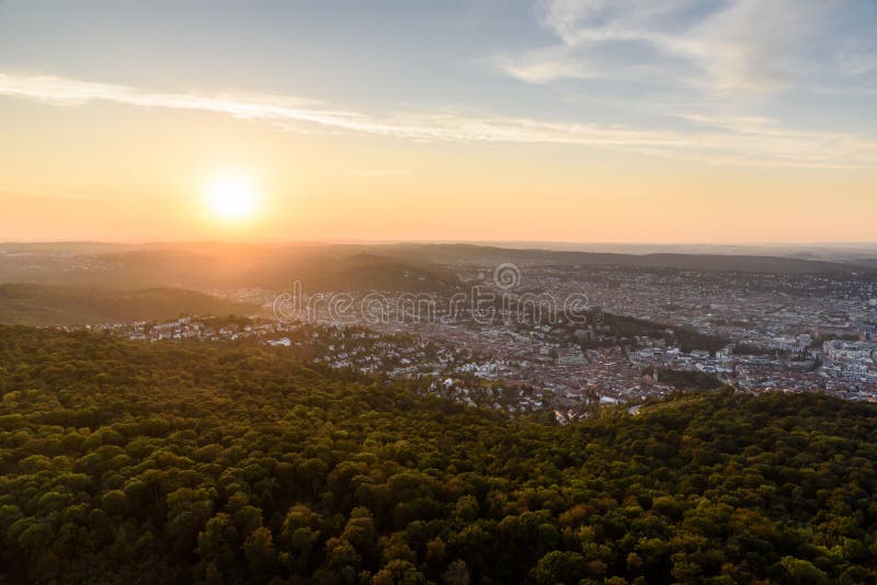 Beautiful Sunset at Stuttgart City, Germany Stock Image - Image of blue ...