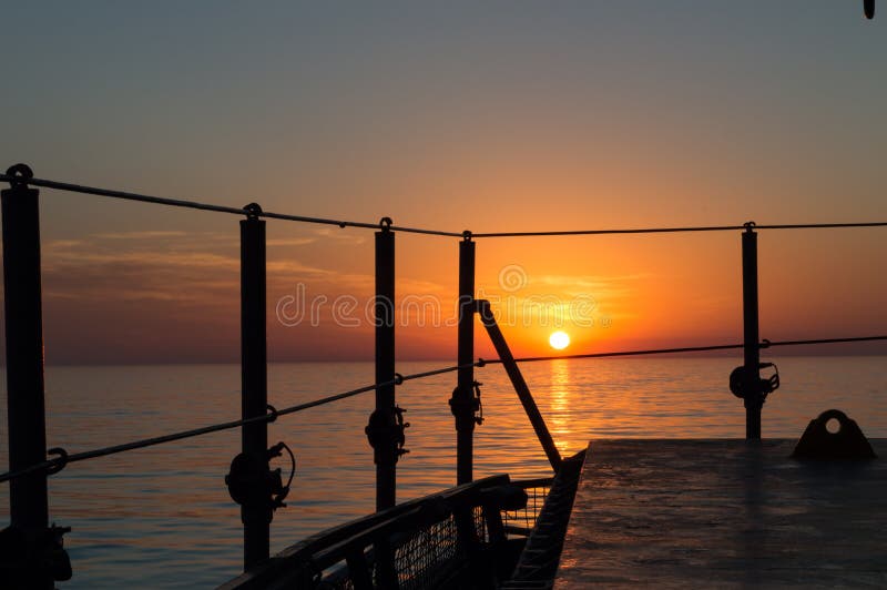 Beautiful sunset stock photo. Image of ship, view, ocean - 100857698