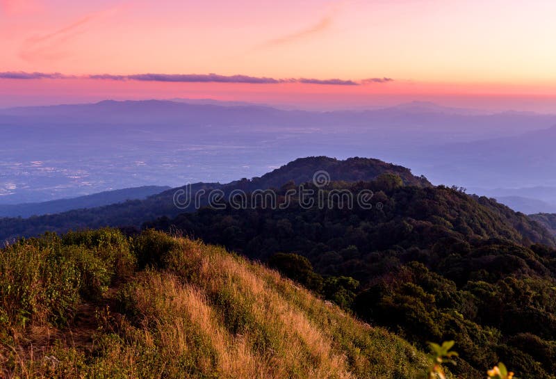 Beautiful Sunset or Sunrise on Top Mountain Stock Photo - Image of ...