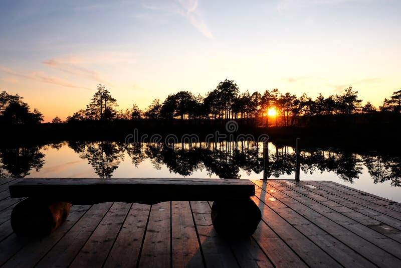 Beautiful Sunset in the Swamp Stock Photo - Image of beautiful, evening ...