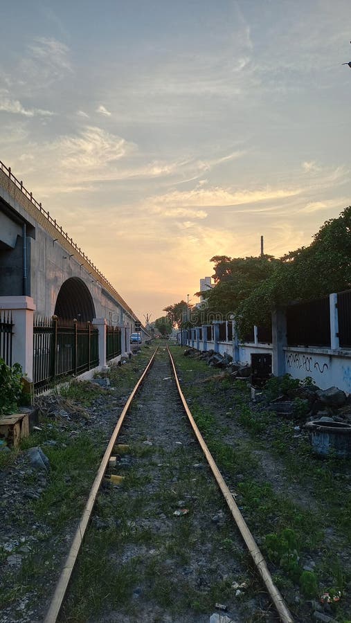 Beautiful Sunset on the Train Tracks Flyover Stock Image - Image of ...