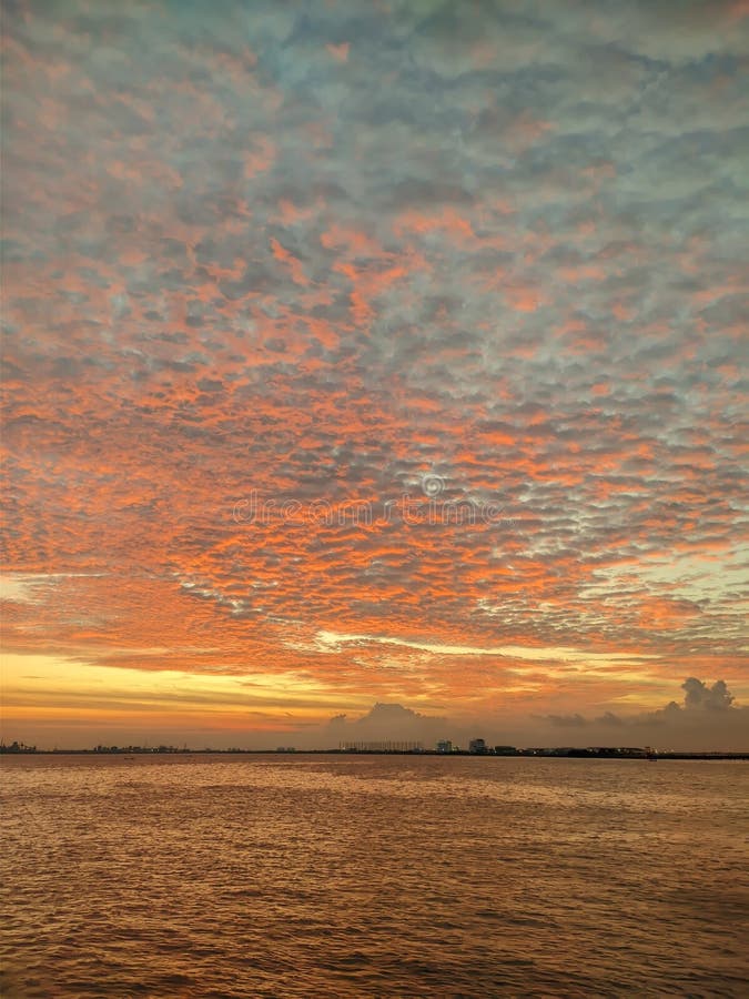 Beautiful Sunset with a Unique Sky Stock Image - Image of mainland ...