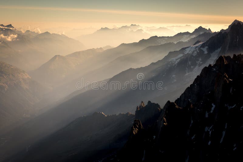 Sunset in the Alps stock photo. Image of aiguille, france - 123552378
