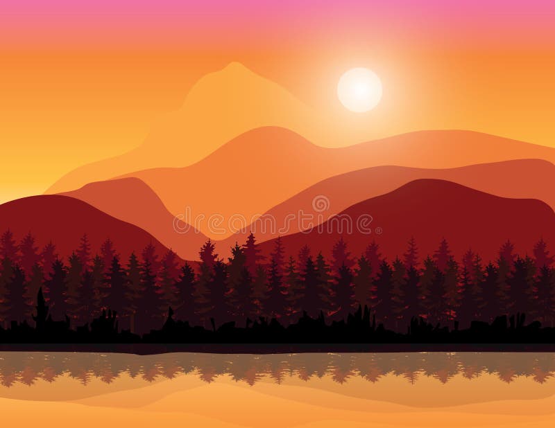 Beautiful Sunset , Vector Illustrations Landscape Stock Vector ...