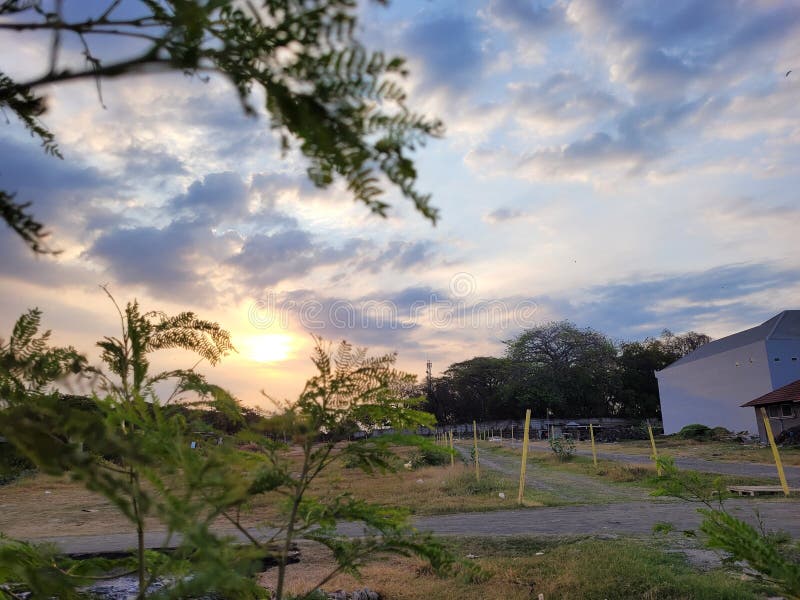 Beautiful Sunset View in the Backyard Stock Photo - Image of backyard ...