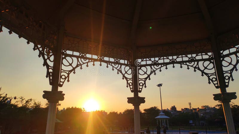 Beautiful Sunset View between Designed Roof Stock Photo - Image of ...