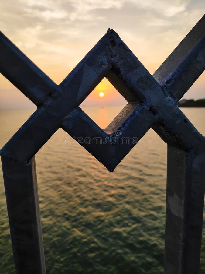 Beautiful Sunset View from the Fence Gap Stock Photo - Image of sunset ...