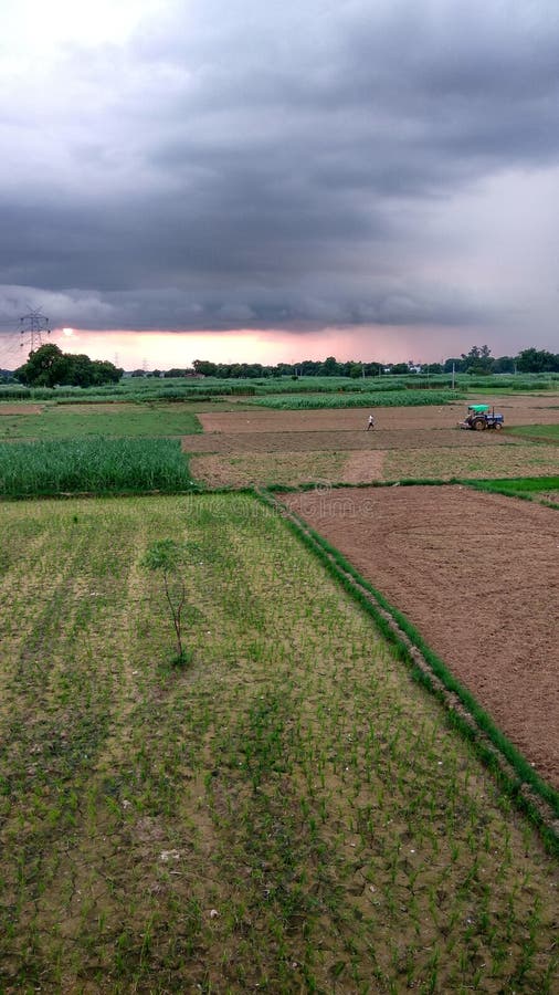 Beautiful Sunset View in Indian Rural Areas. Stock Photo - Image of ...
