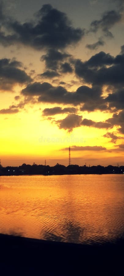 Beautiful Sunset View on Indonesian Lake Stock Image - Image of ...