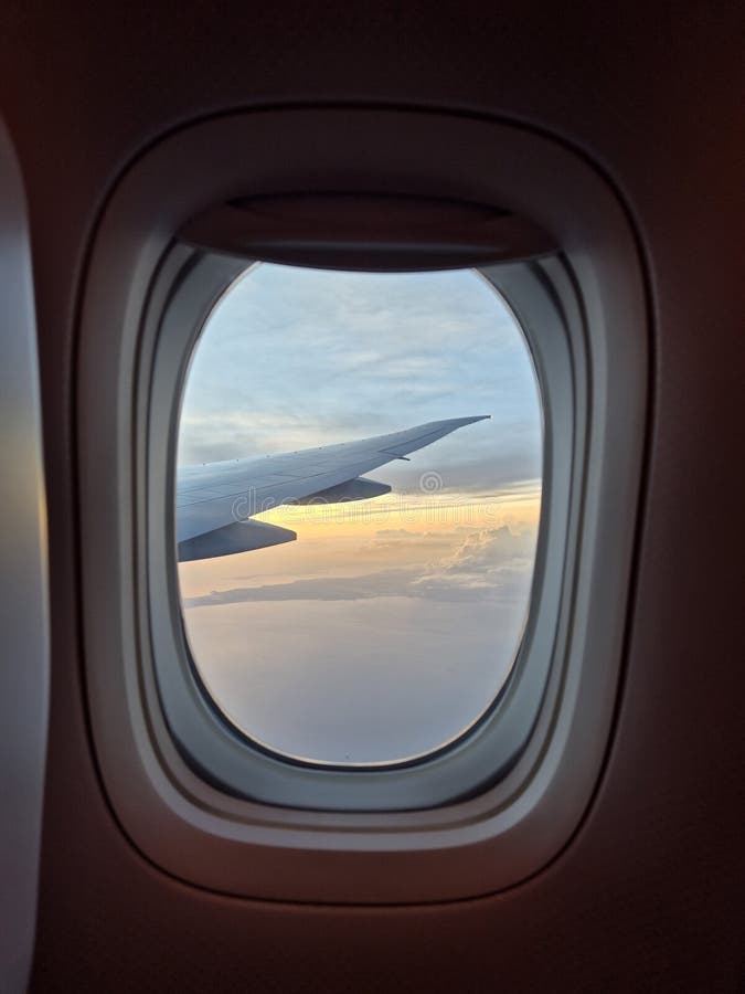 Beautiful Sunset View from Inside Window Aircraft Stock Photo - Image ...