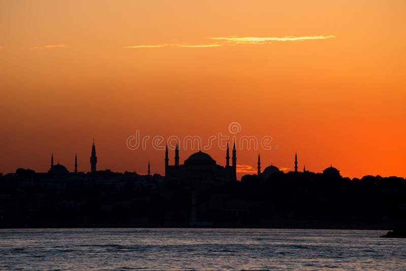 Sunset View in Istanbul, Turkey Stock Image - Image of silhouette ...