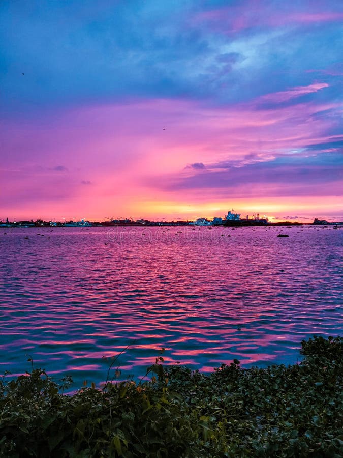 A Beautiful Sunset View from Kochi Harbour Kerala India Stock Image ...