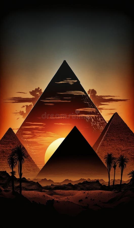 Beautiful Sunset View of Pyramids in Egypt Generative AI Stock ...