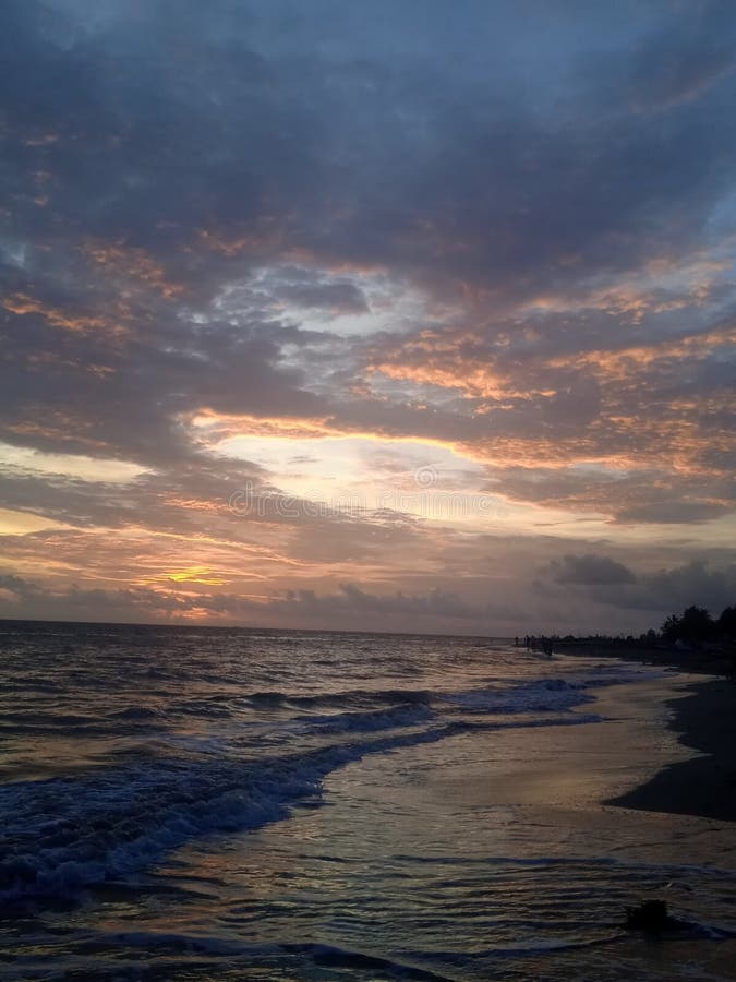 Beautiful Sunset Views on Indonesian Beach Stock Photo - Image of ...