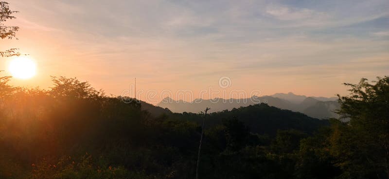 Beautiful Sunset in the Village Stock Image - Image of lake, tree ...