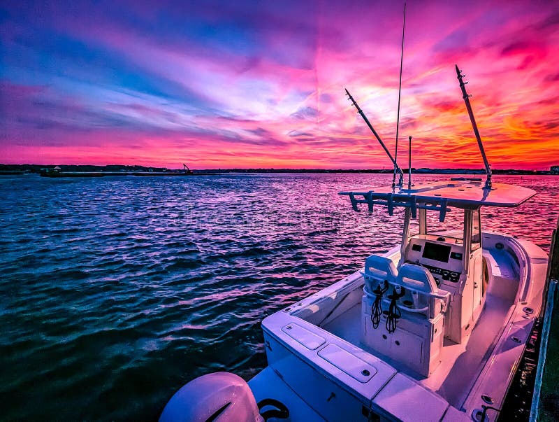 Beautiful Sunset in Virginia Beach Vchesapeak Bay Stock Image - Image ...